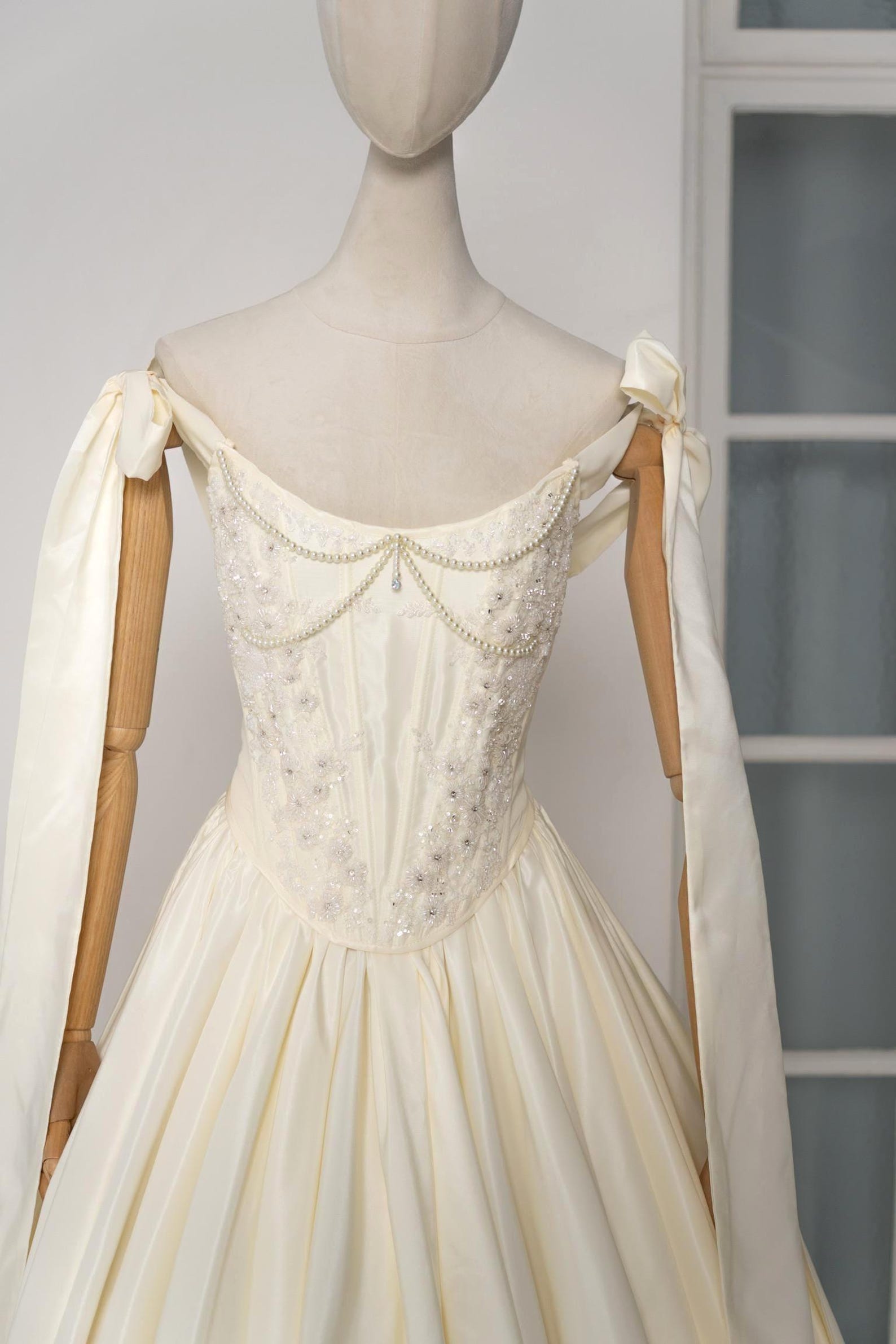 Pearl Embroidered Corset & A-line Skirt Set, Ivory Bridal Two Piece ...