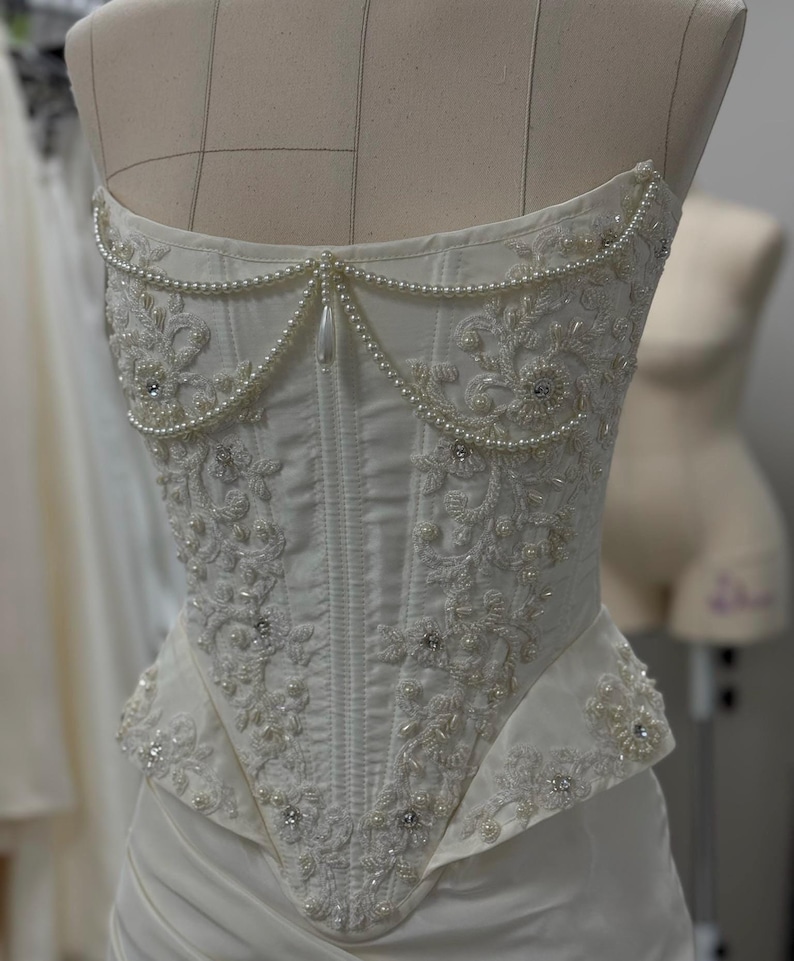 Taffeta Corset Set With Beaded Appliqué, Corset Top, Elegant Taffeta ...