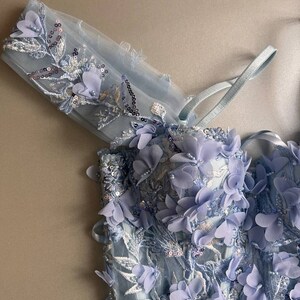 Fairy Core Corset With Flowers, Blue Lace Corset Top, Antique Style ...