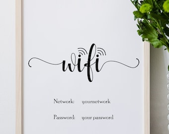 Guest Room Sign Wifi Password Printable Guest Wifi Stay Awhile Editable ...