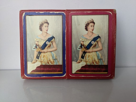 Vintage Queen Elizabeth Double Deck Playing Cards Card - Etsy