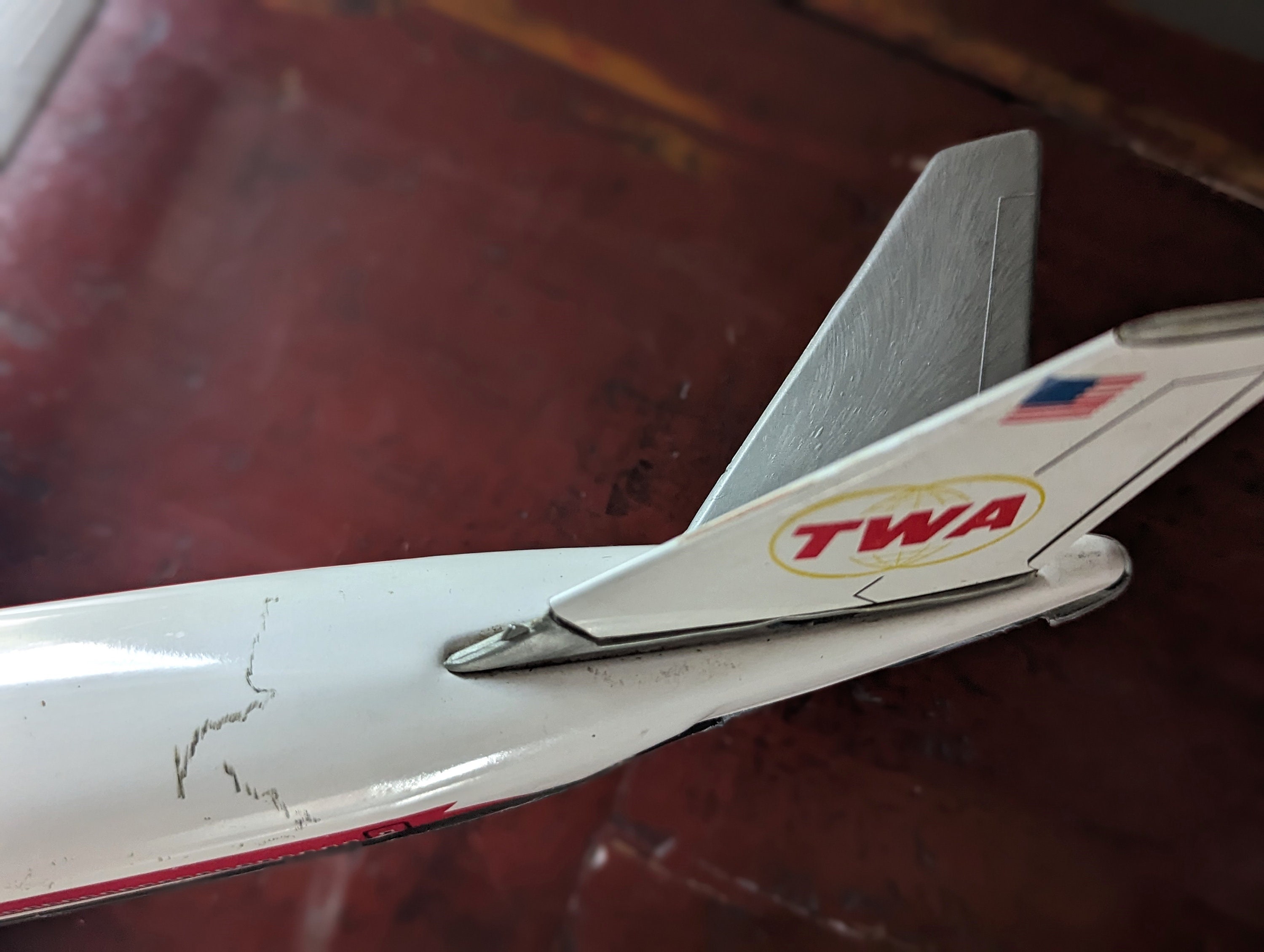 Vintage TWA Boeing 747 Tin Battery Operated Airplane 70s Hong Kong Jet ...