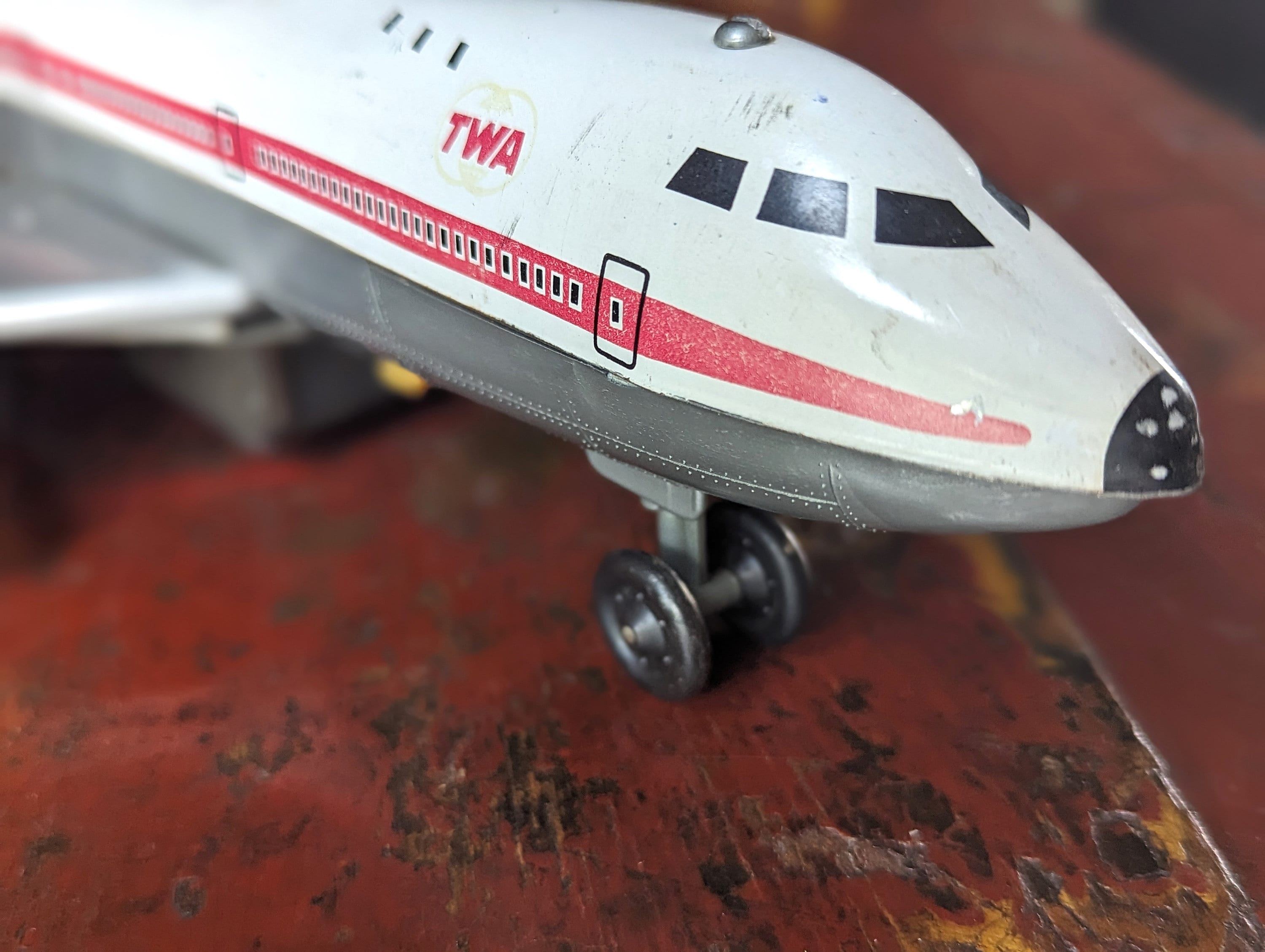 Vintage TWA Boeing 747 Tin Battery Operated Airplane 70s Hong Kong Jet ...