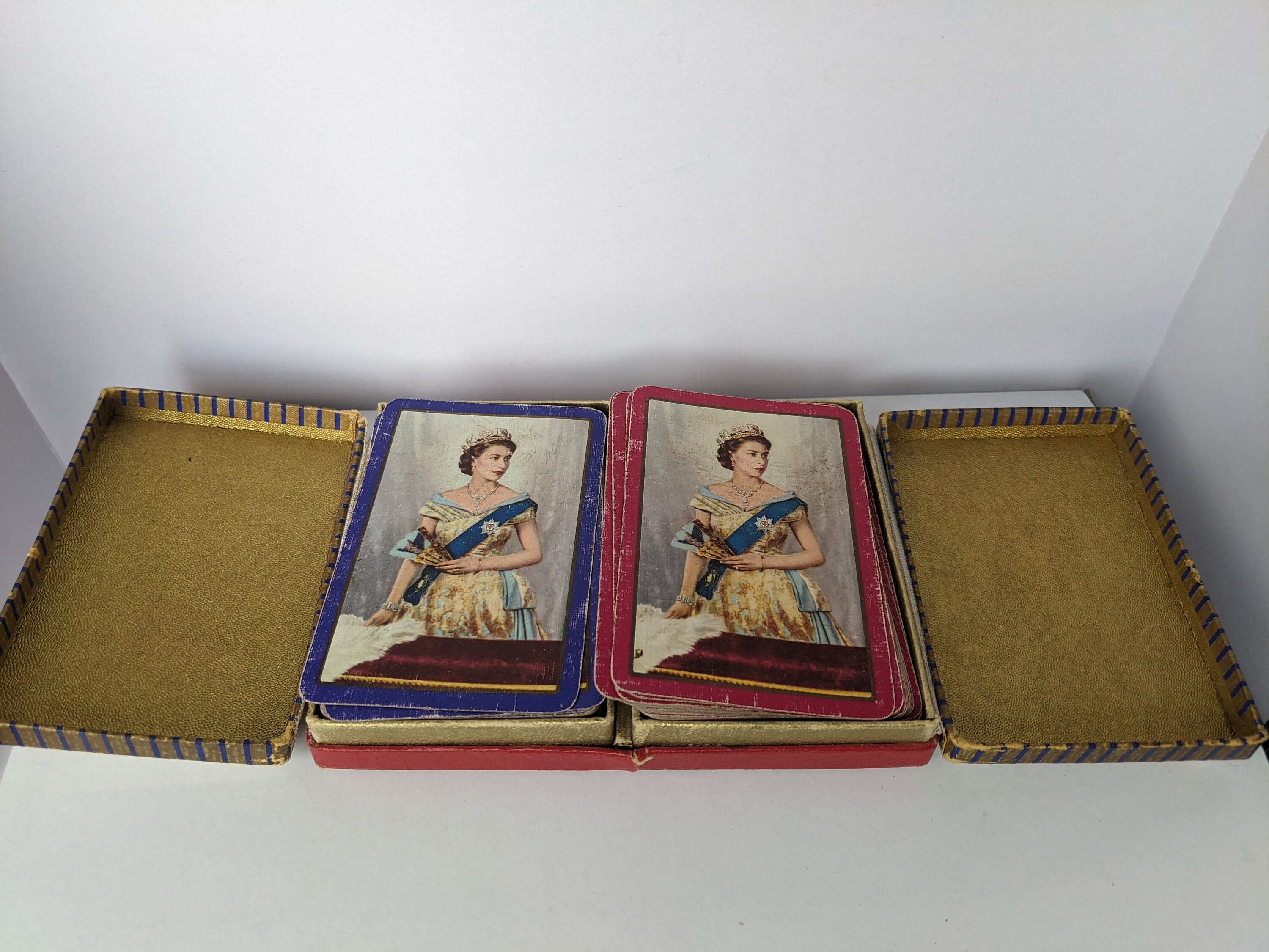 Vintage Queen Elizabeth Double Deck Playing Cards Card Ephemera Paper ...