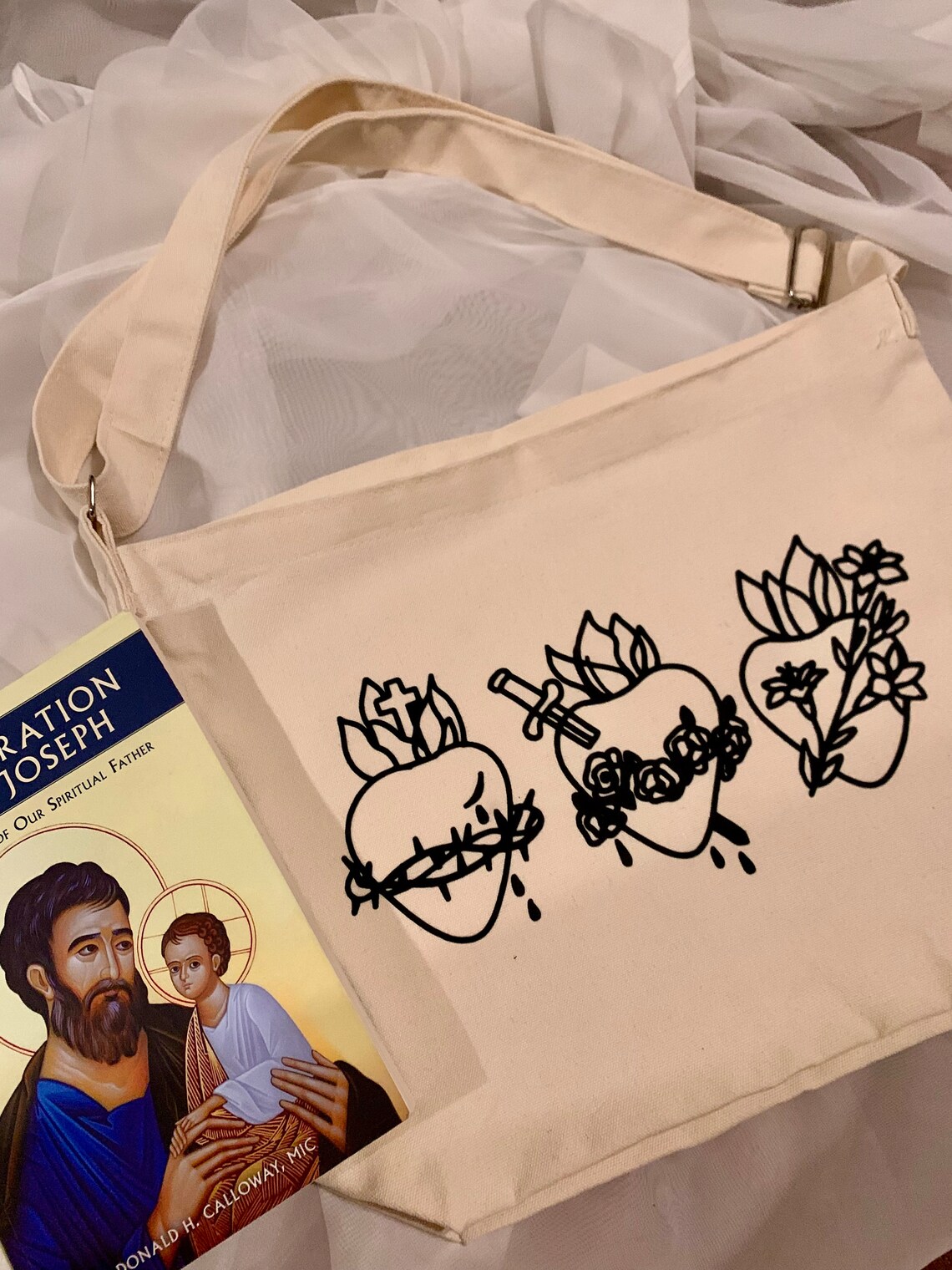 Tote Bag, Catholic Tote Bag, Holy Family Hearts, Catholic Gifts for ...