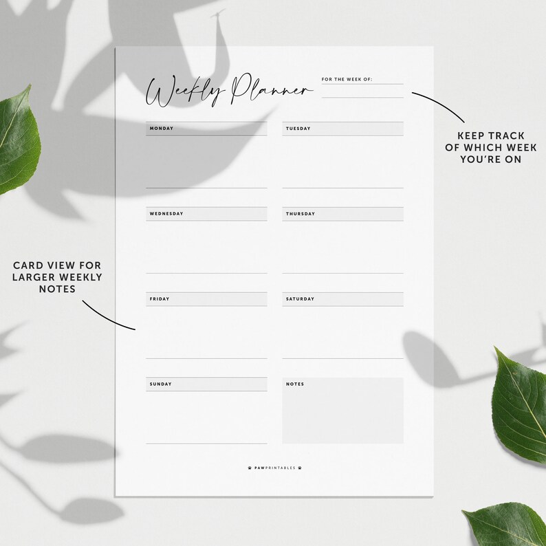 Weekly Planner Weekly Organiser Weekly Planner Insert Printable PDF A4 ...