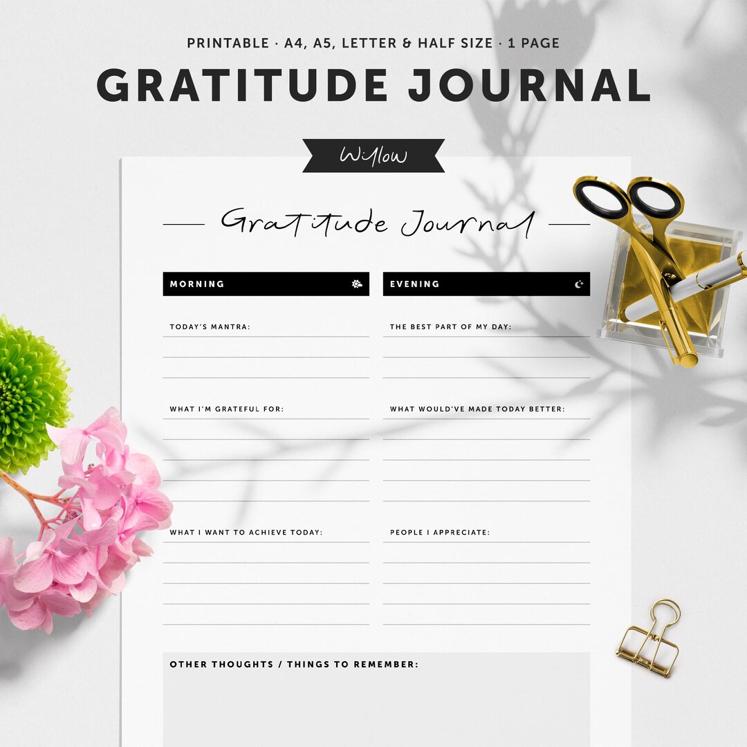 Gratitude Journal | Printable Daily Gratitude Tracker for Mindfulness ...