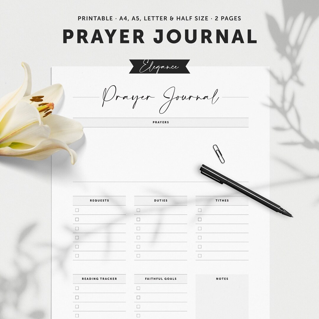 Prayer Journal Prayer Tracker and Goals Printable PDF A4, A5, Letter ...
