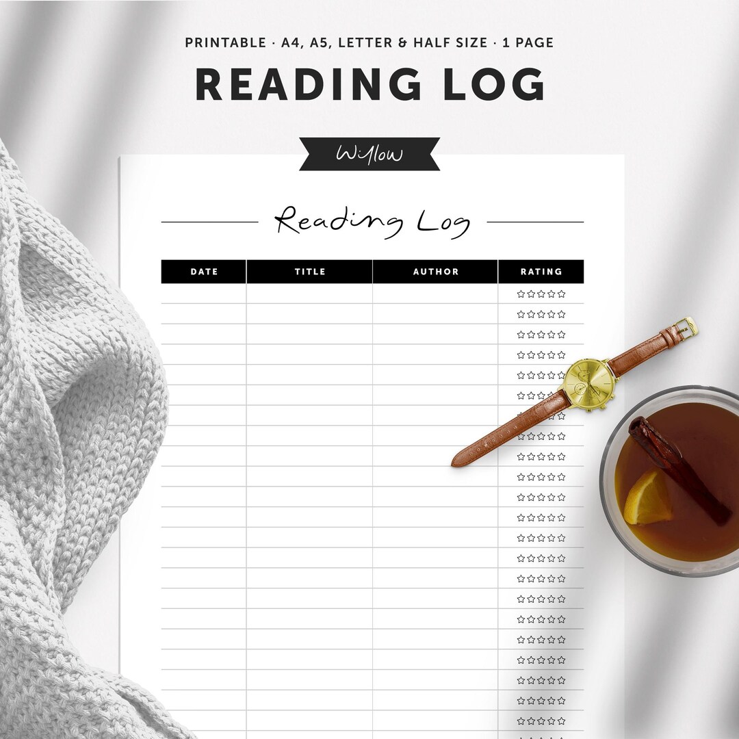 Reading Log | Printable Book Tracker PDF | Print A4, A5, Letter and ...