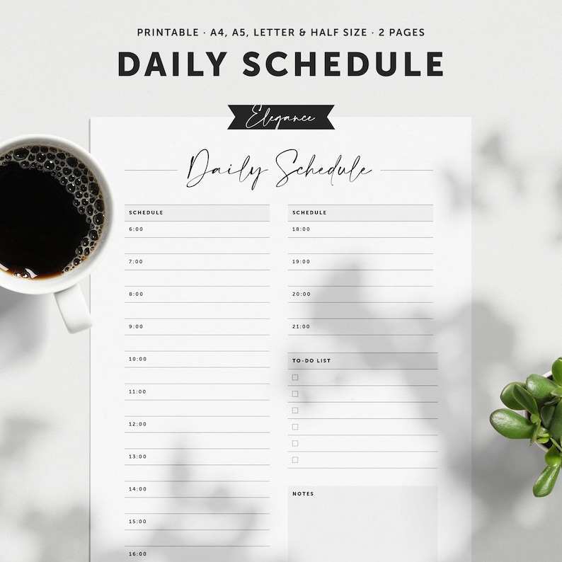 Daily Schedule Daily Planner Half Hour Schedule Daily Appointments ...