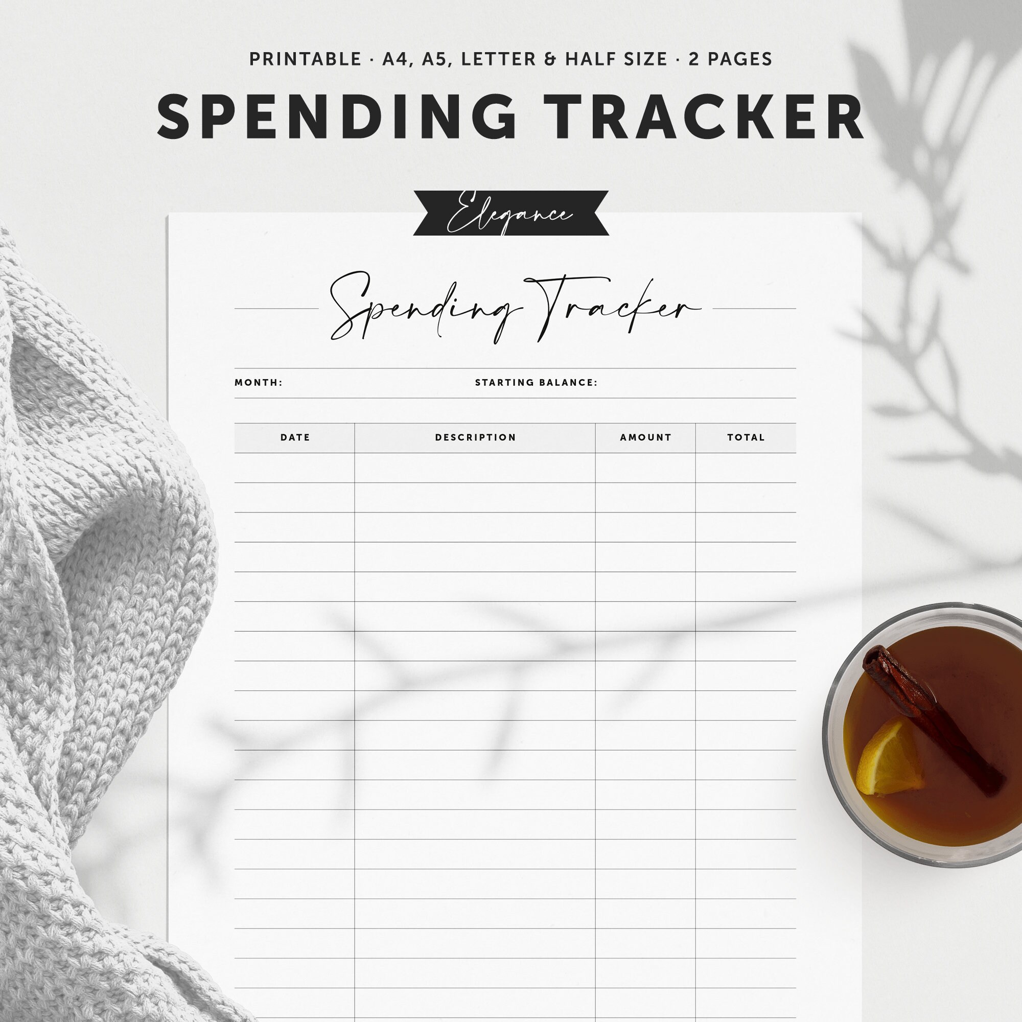 Spending Tracker Budgeting Printable Expense Log Finance Planner ...