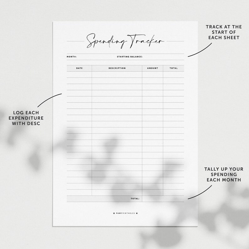 Spending Tracker Budgeting Printable Expense Log Finance | Etsy