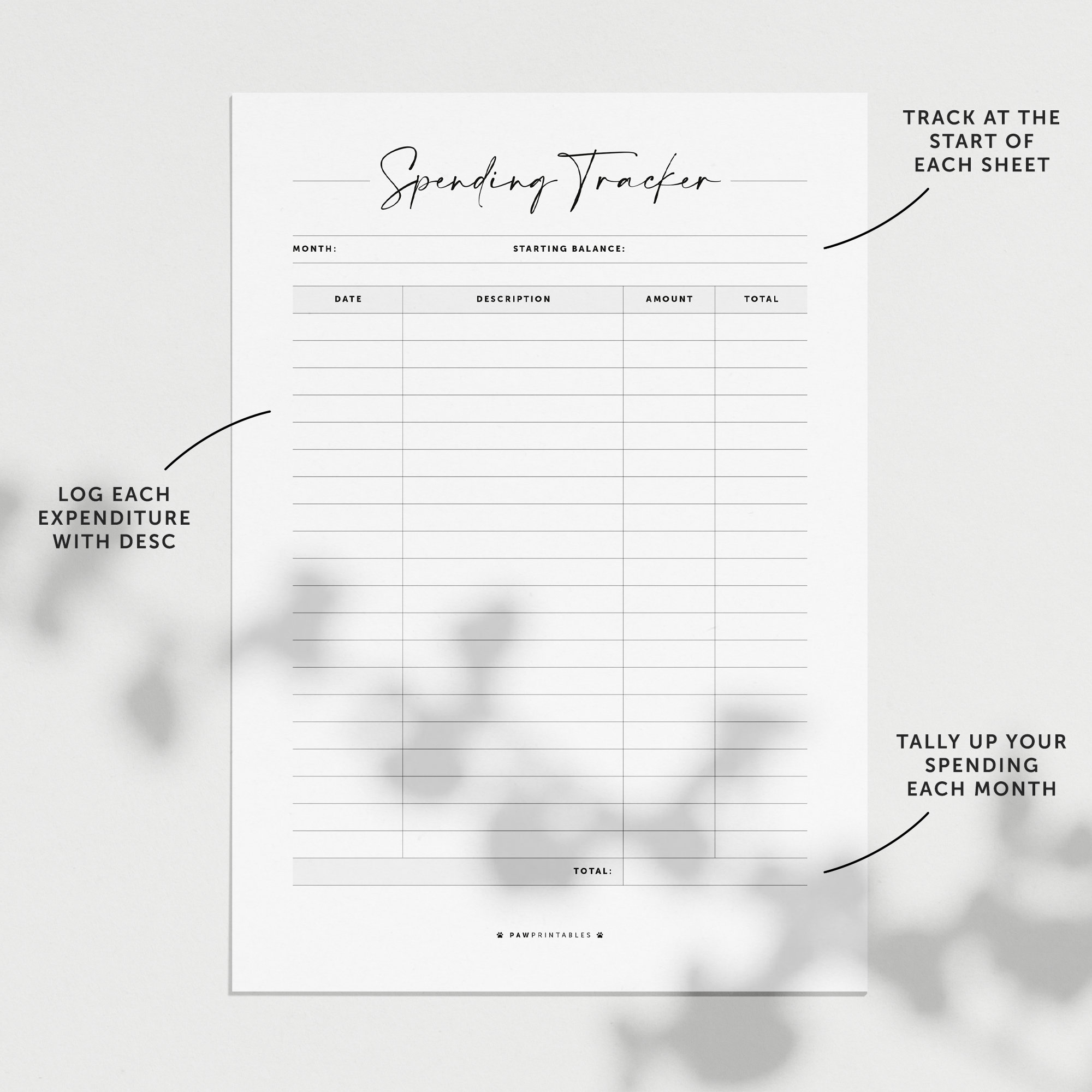 Spending Tracker Budgeting Printable Expense Log Finance Planner ...