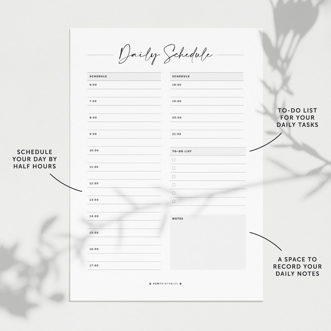 Daily Schedule Daily Planner Half Hour Schedule Daily Appointments ...