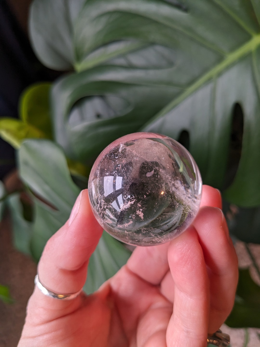 Clearance Small Clear Quartz Sphere With Mirror Fracture Inclusions ...
