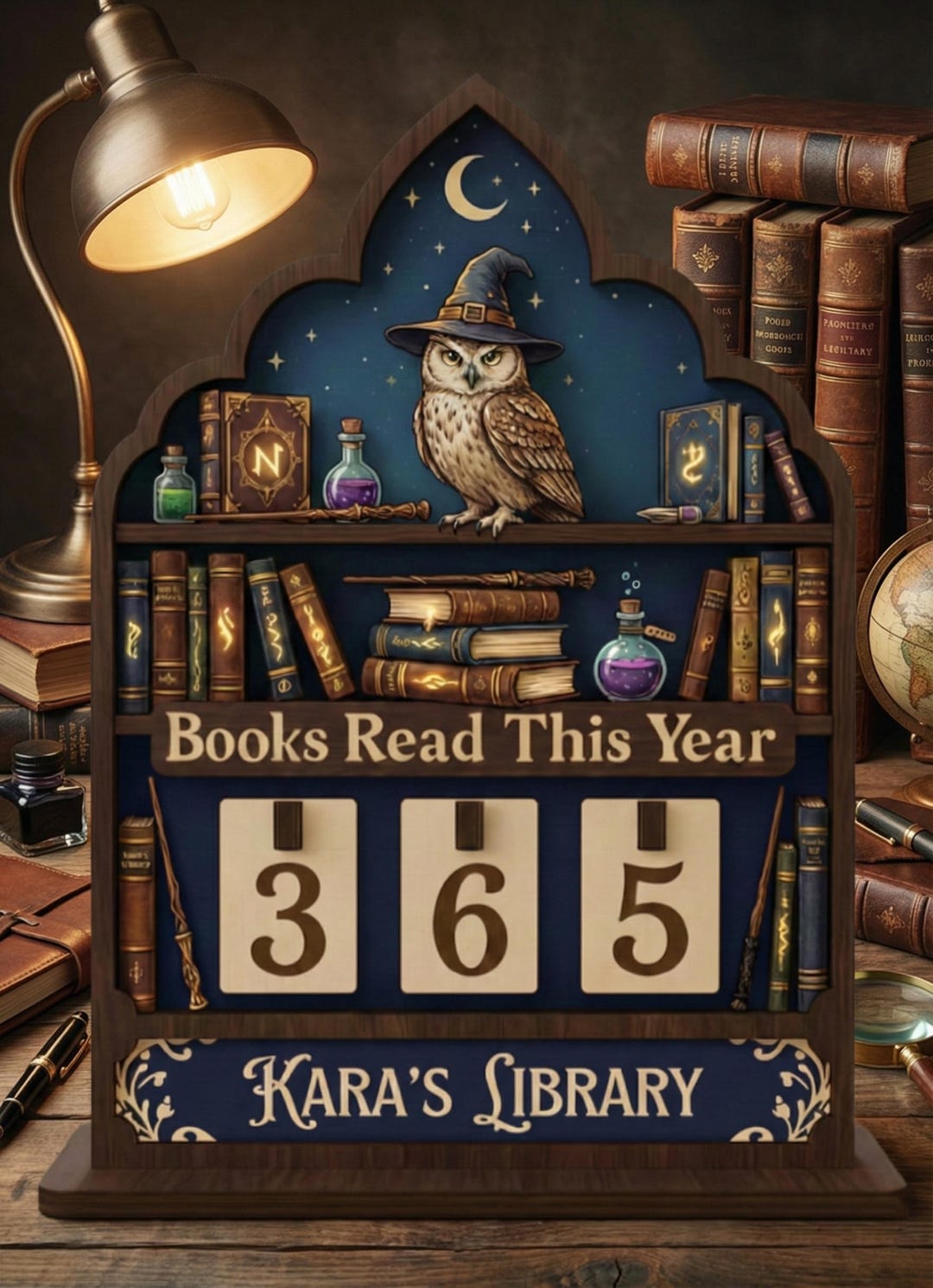 Wizard Owl Book Tracker | Books Read This Year Wooden Sign | Magical ...