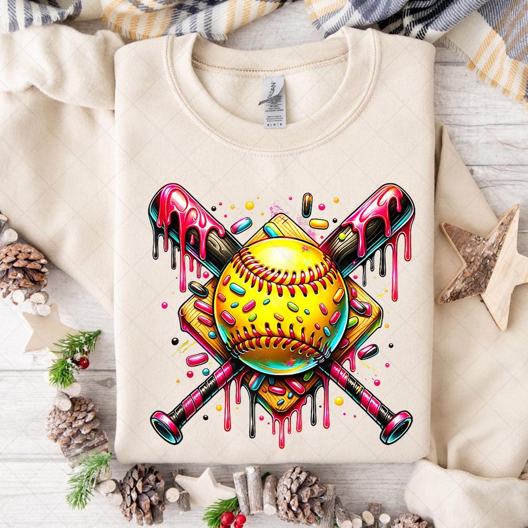 Softball Bat Ice Cream Dripping With Sprinkles Tank Top Png,dripping ...