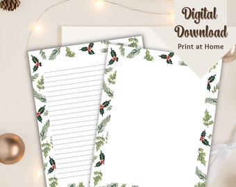 Christmas Stationary Digital Set,letter Writing Lined Paper - Etsy