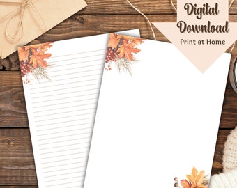 Autumn Stationary Printable Stationery Fall Letter Writing Stationery ...