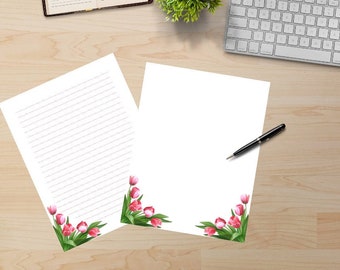 PRINTABLE Tulip Stationery Stationary Floral Instant Download Pen Pals ...
