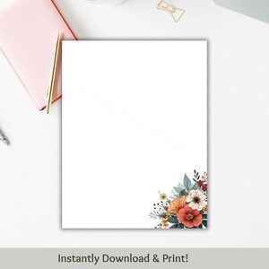 Floral Stationery Printable Letter Writing Paper Stationery Paper Lined ...