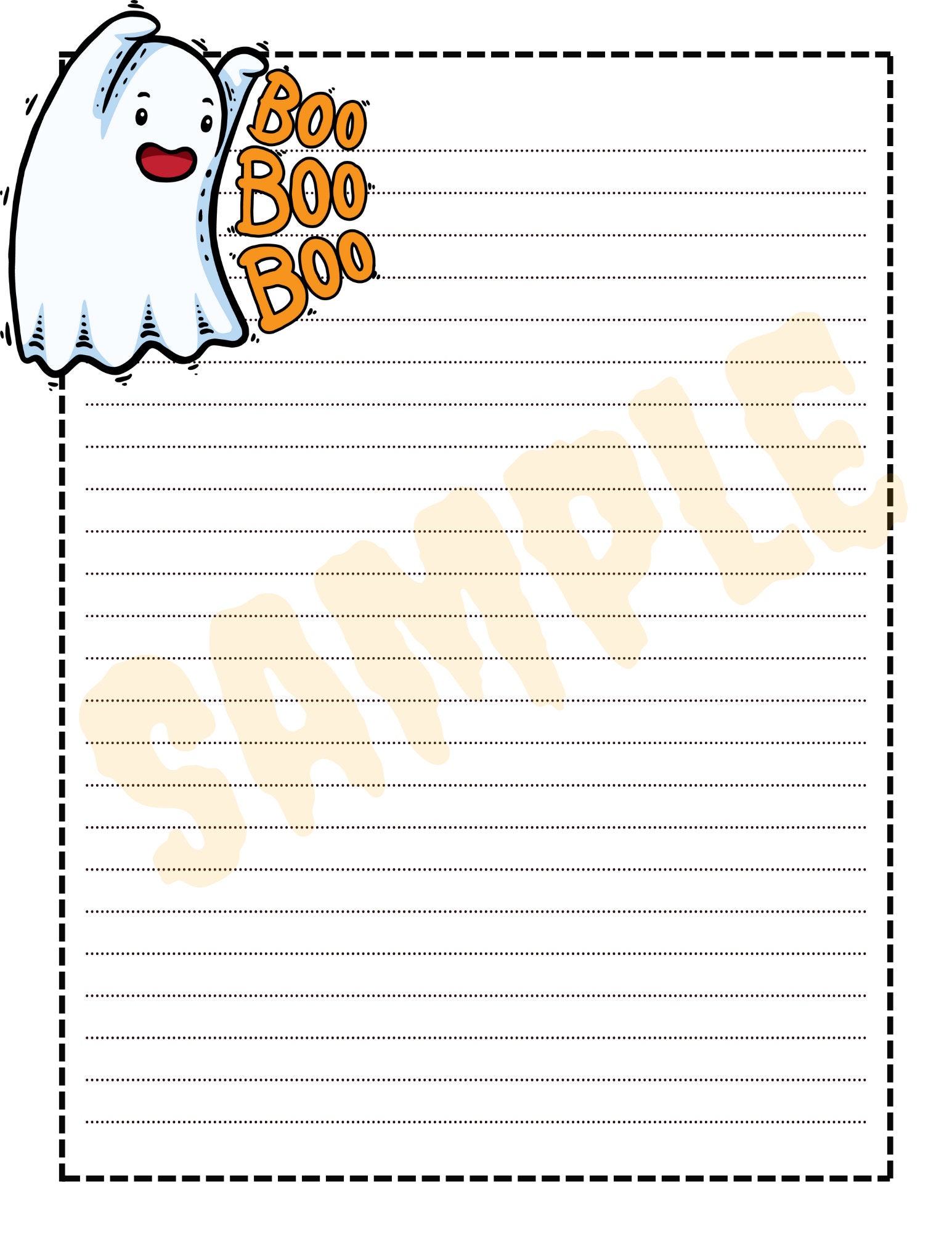 Kawaii Halloween Ghost Stationery Set-6 Printable Letterheads-cute Junk ...