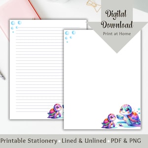 Sea Turtle Stationery Nature Printable Stationery Cute Animal ...