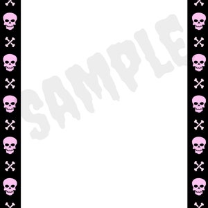 Skull & Crossbones Halloween Stationery Set, Printable Cute Pastel Goth ...