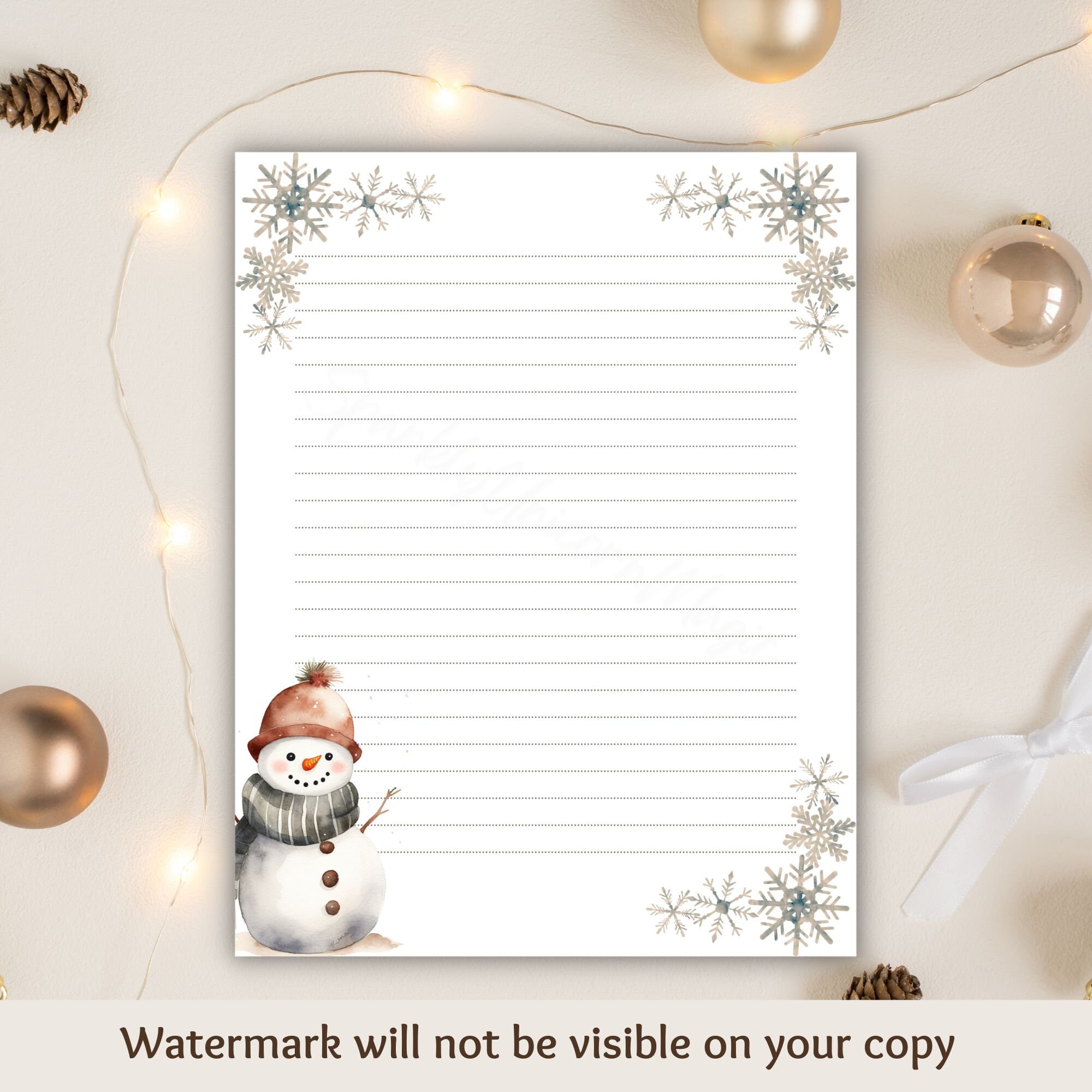 Christmas Stationery Printable Stationery Holiday Letter Writing ...