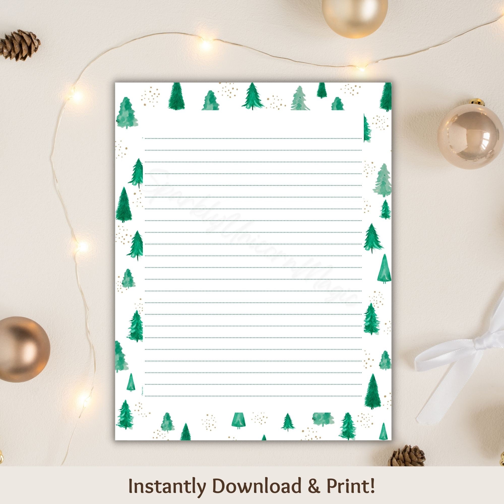 Christmas Stationery Printable Stationery Holiday Letter Writing ...