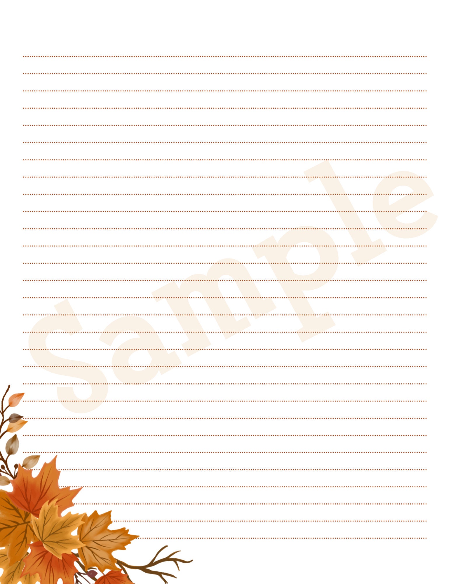 Autumn Stationery Branch Set, Printable Fall Themed Stationary, Digital ...