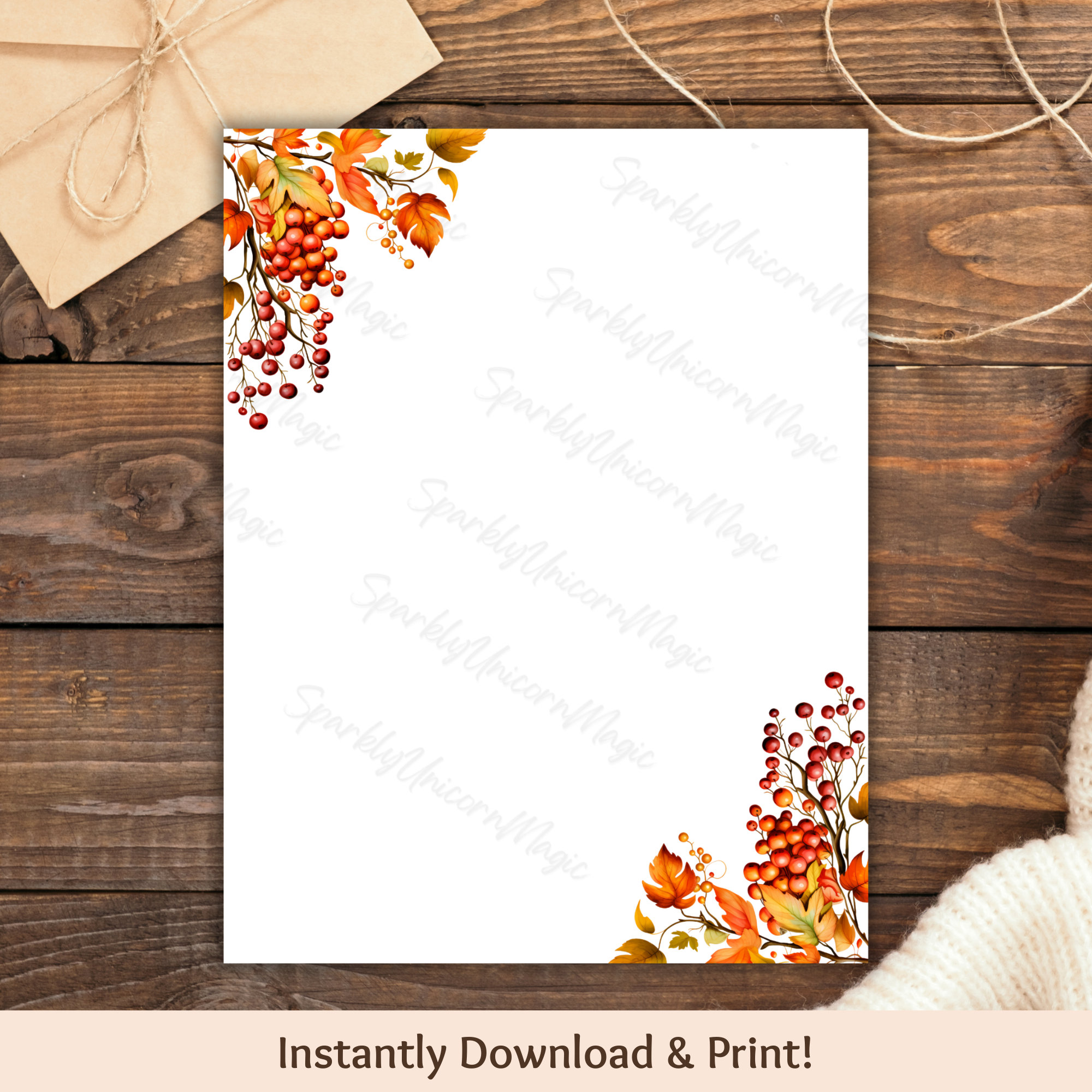 Autumn Stationary Printable Stationery Fall Letter Writing Stationery ...