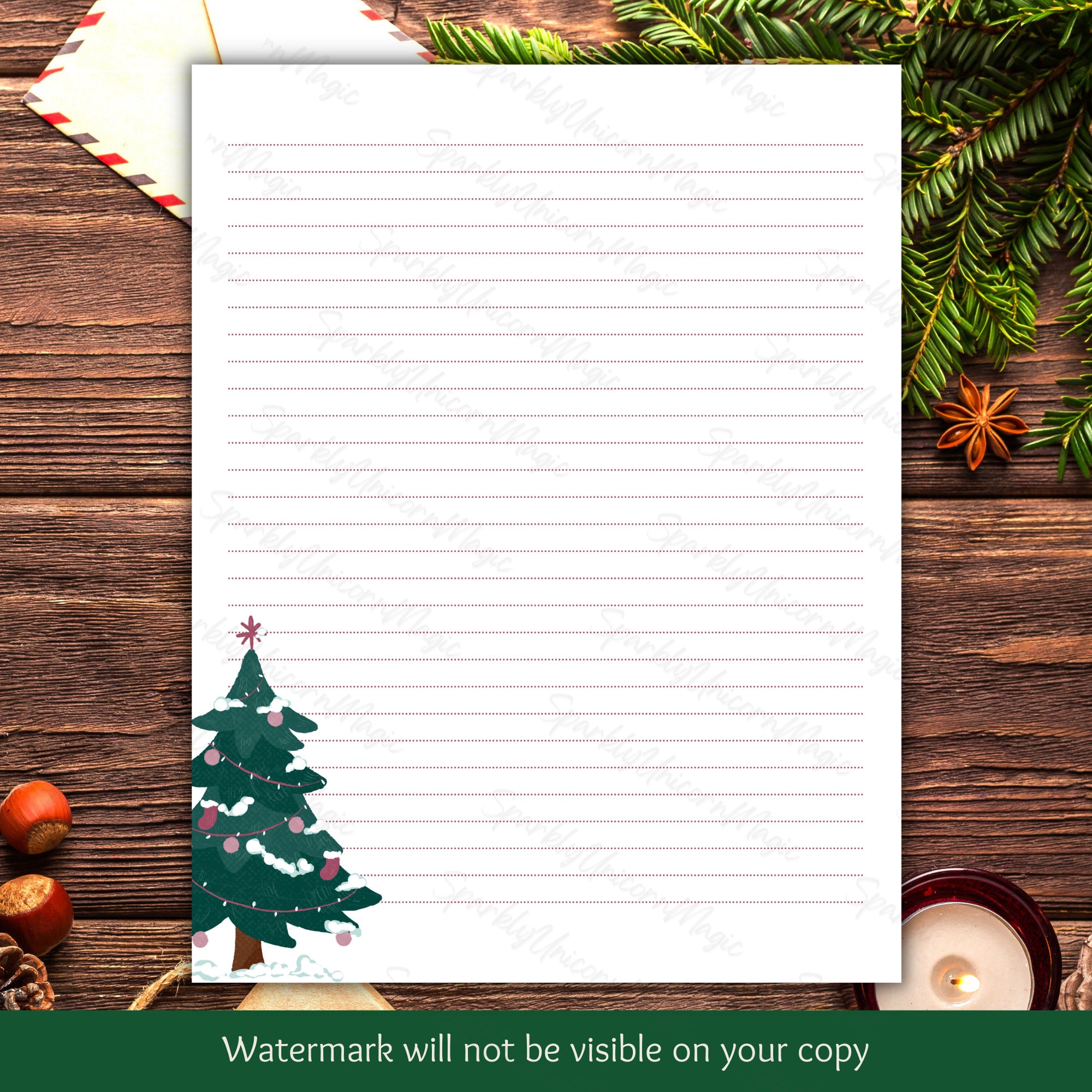 Christmas Stationery, Holiday Letterhead Templates, Printable Letter ...