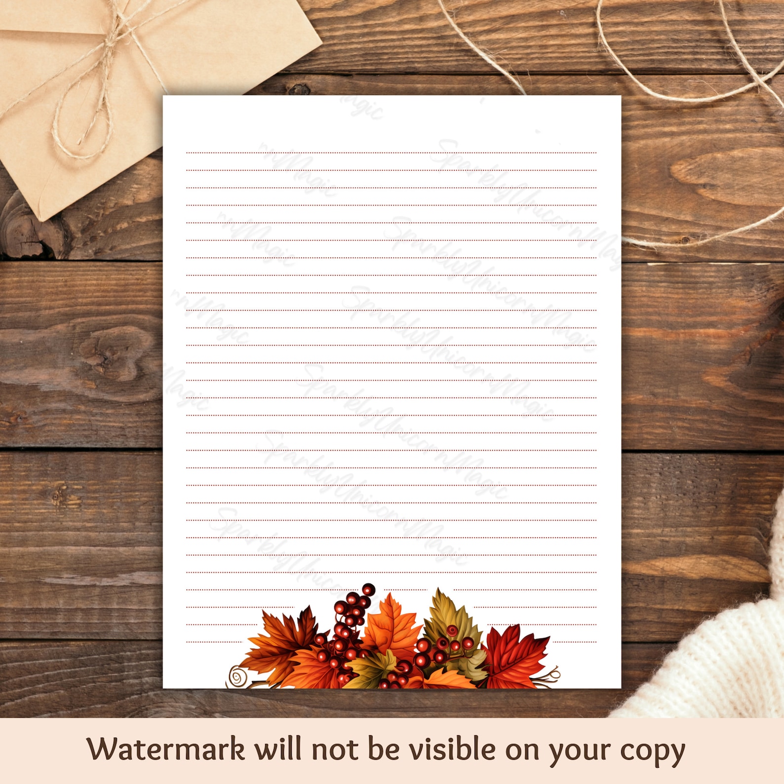 Autumn Stationary Printable Stationery Fall Letter Writing Stationery ...