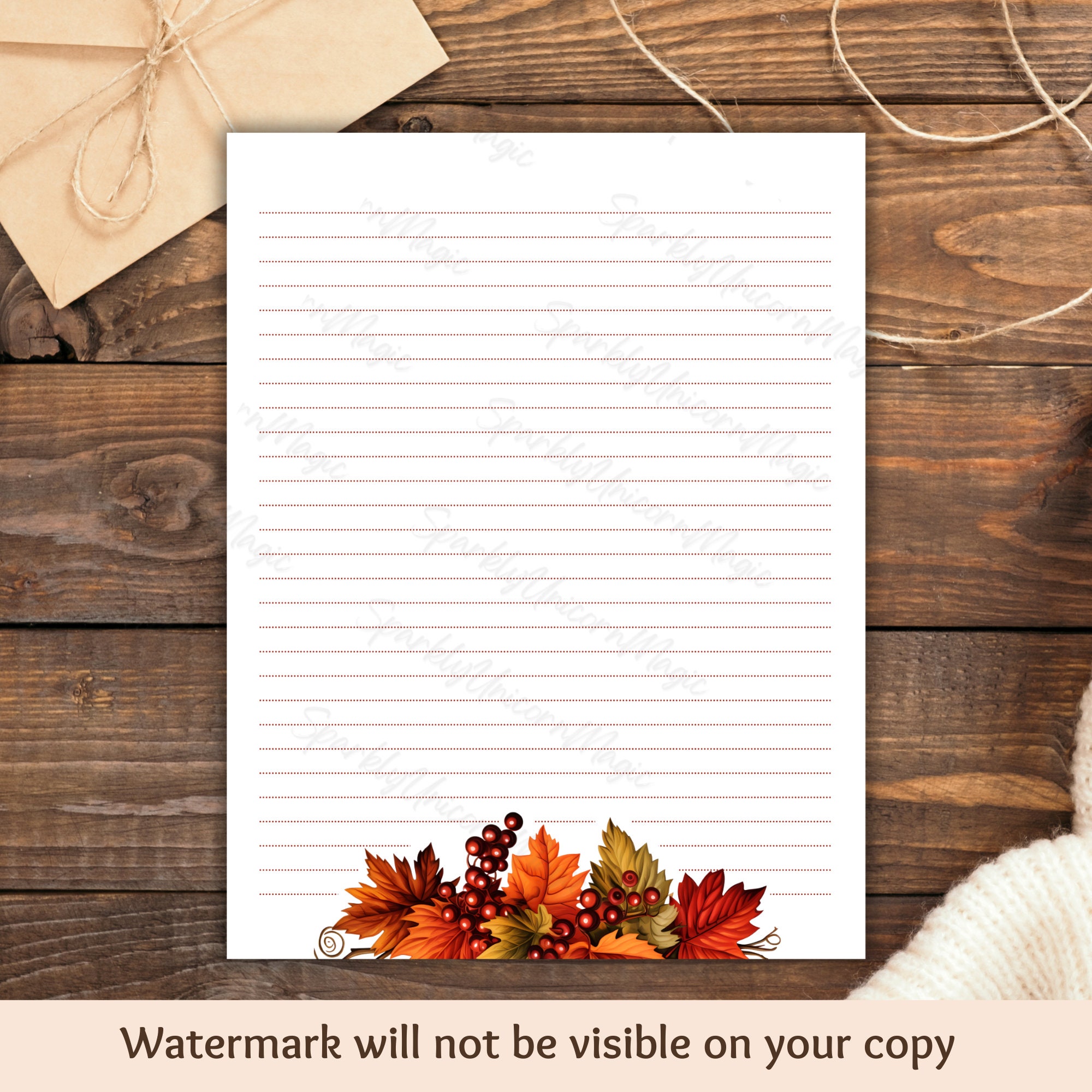 Autumn Stationary Printable Stationery Fall Letter Writing Stationery ...