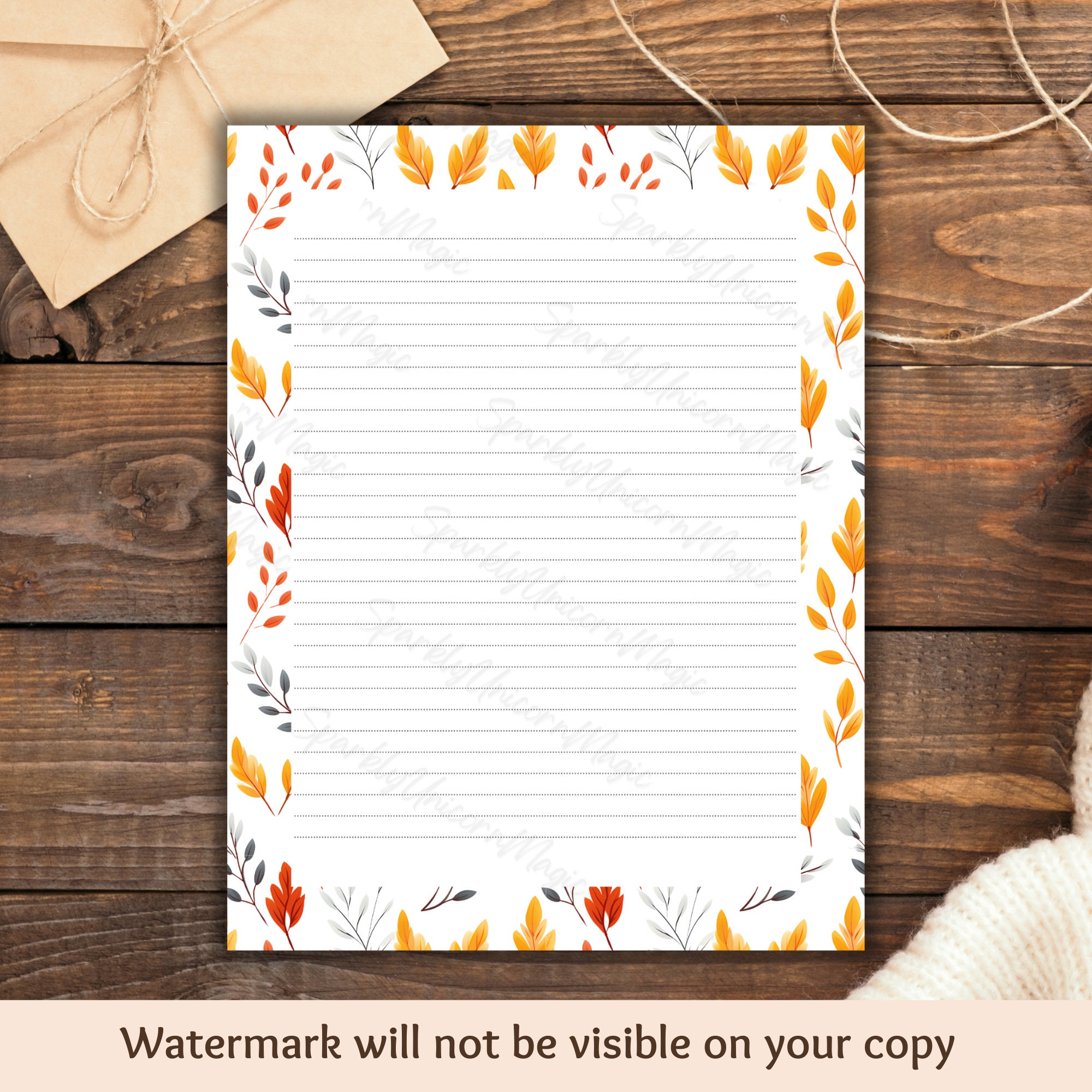 Autumn Stationery Cute Stationery Set Printable Fall Letter Writing ...