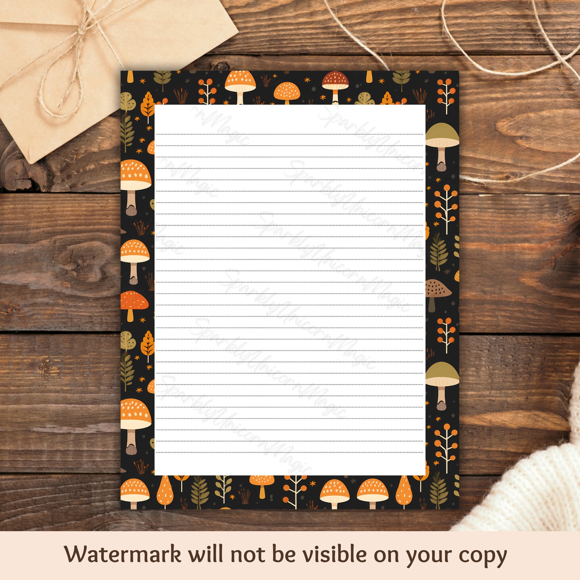 Mushroom Stationary Printable Stationery Letter Writing Stationery ...