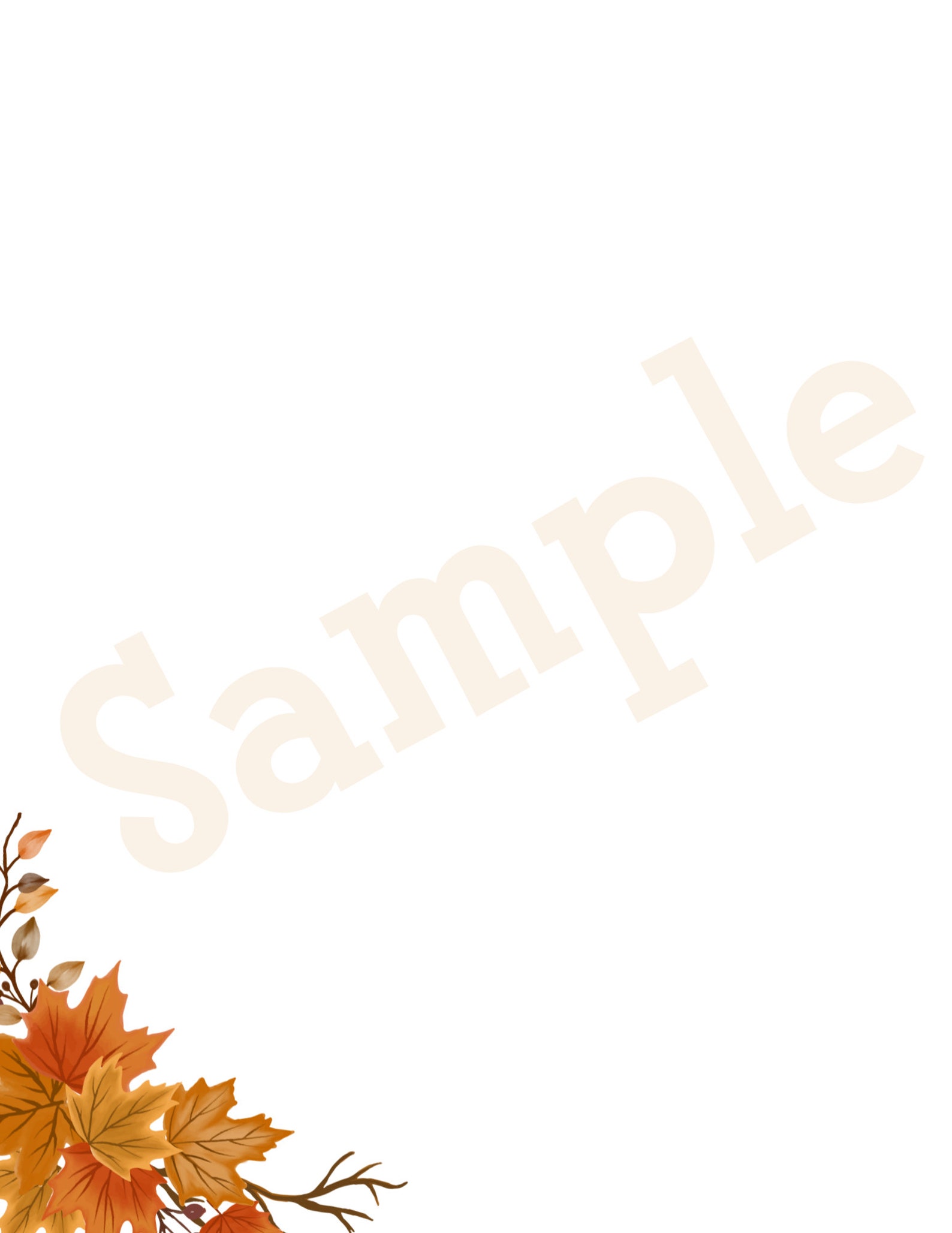 Autumn Stationery Branch Set, Printable Fall Themed Stationary, Digital ...