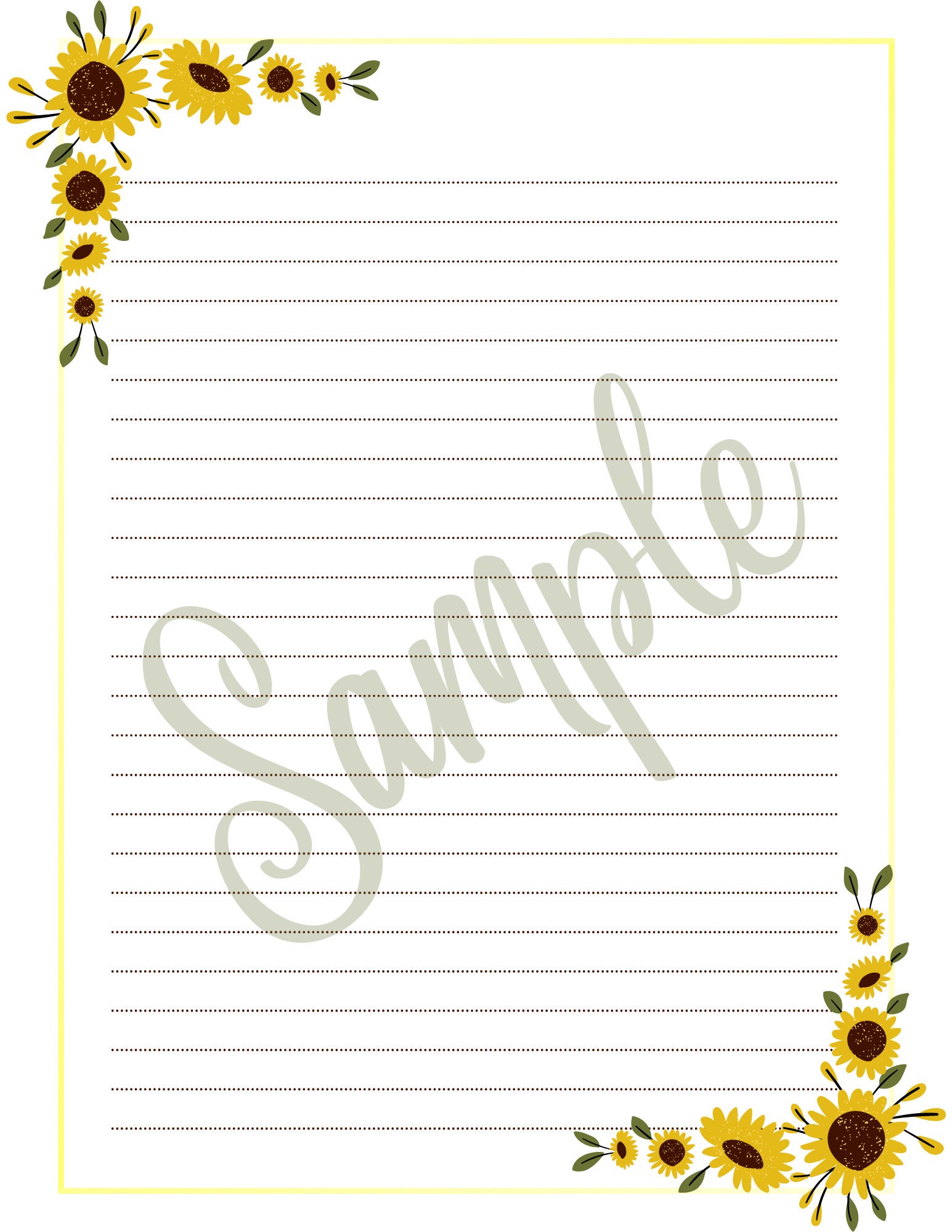 Sunflower Stationery Set, Printable Floral Writing Paper, Flower ...