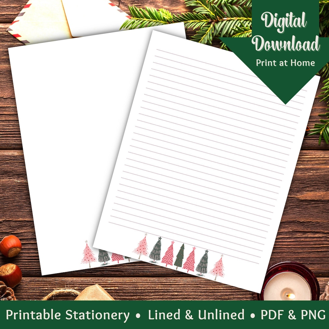 Holiday Letterhead Templates, Boho Christmas Stationery, Printable ...