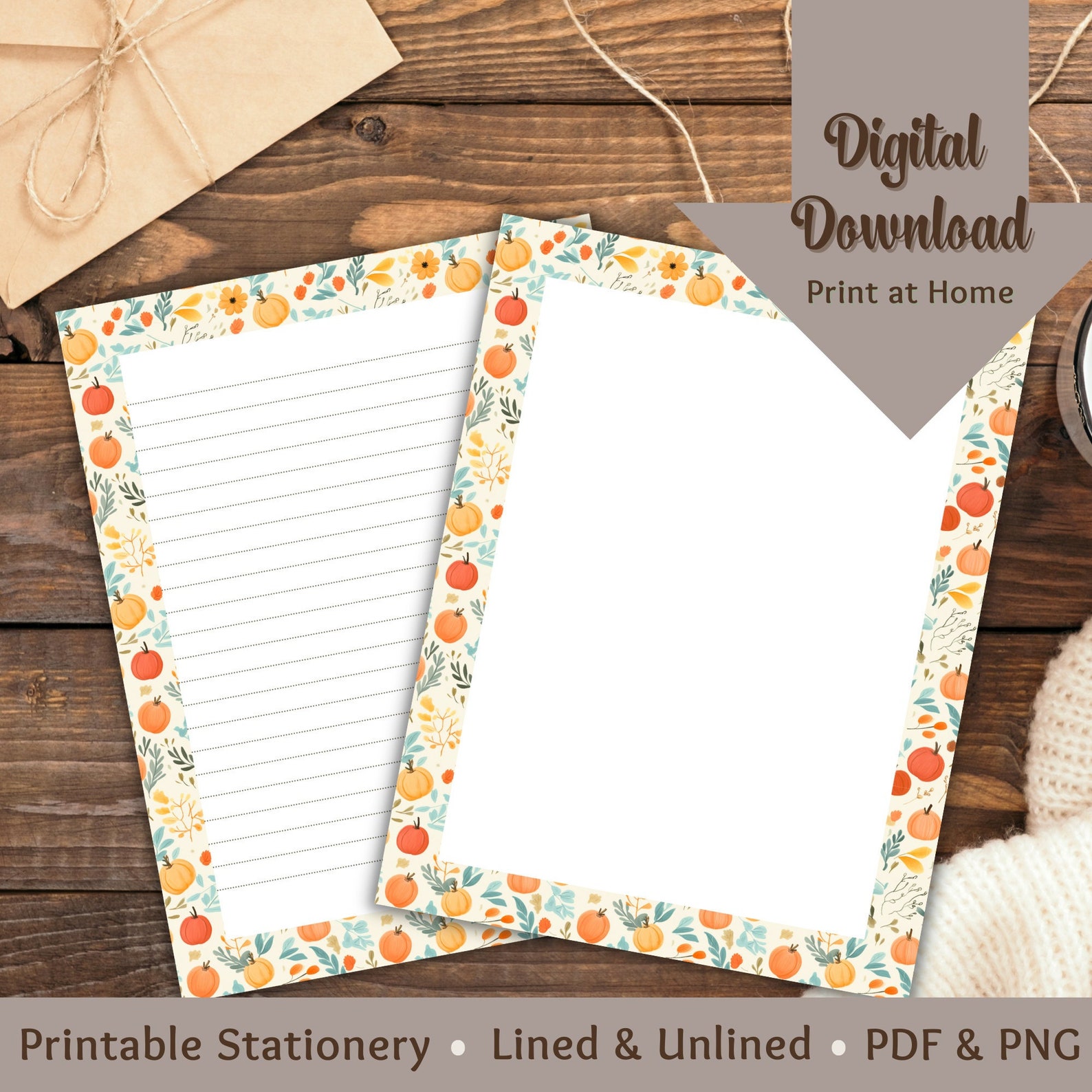 Autumn Stationary Printable Stationery Fall Letter Writing Stationery ...