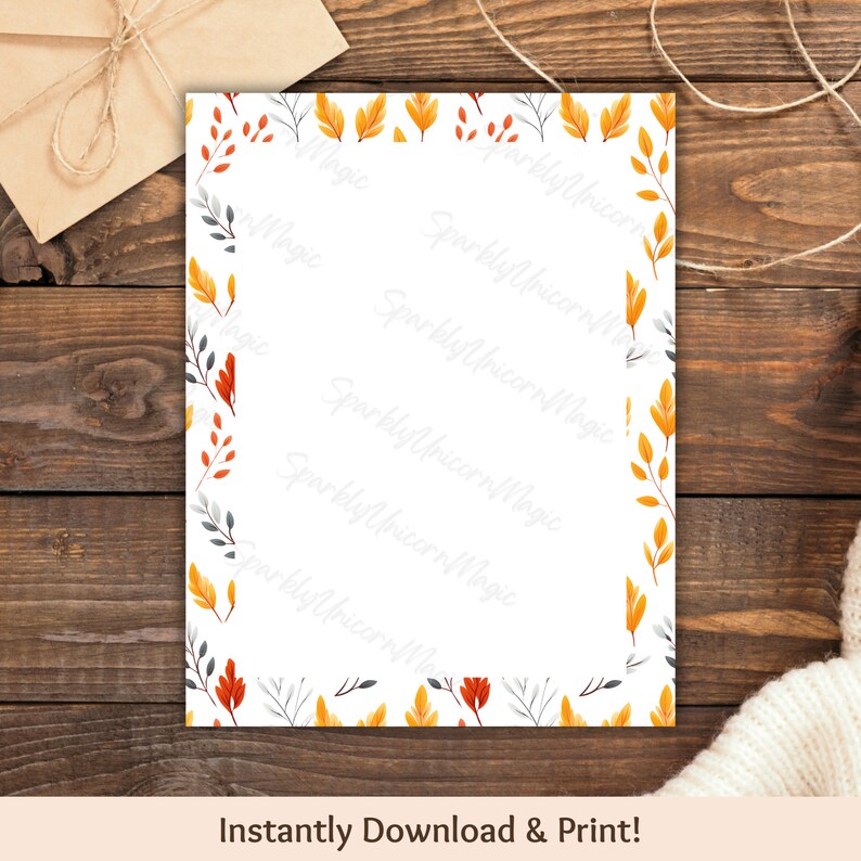 Autumn Stationery Cute Stationery Set Printable Fall Letter Writing ...