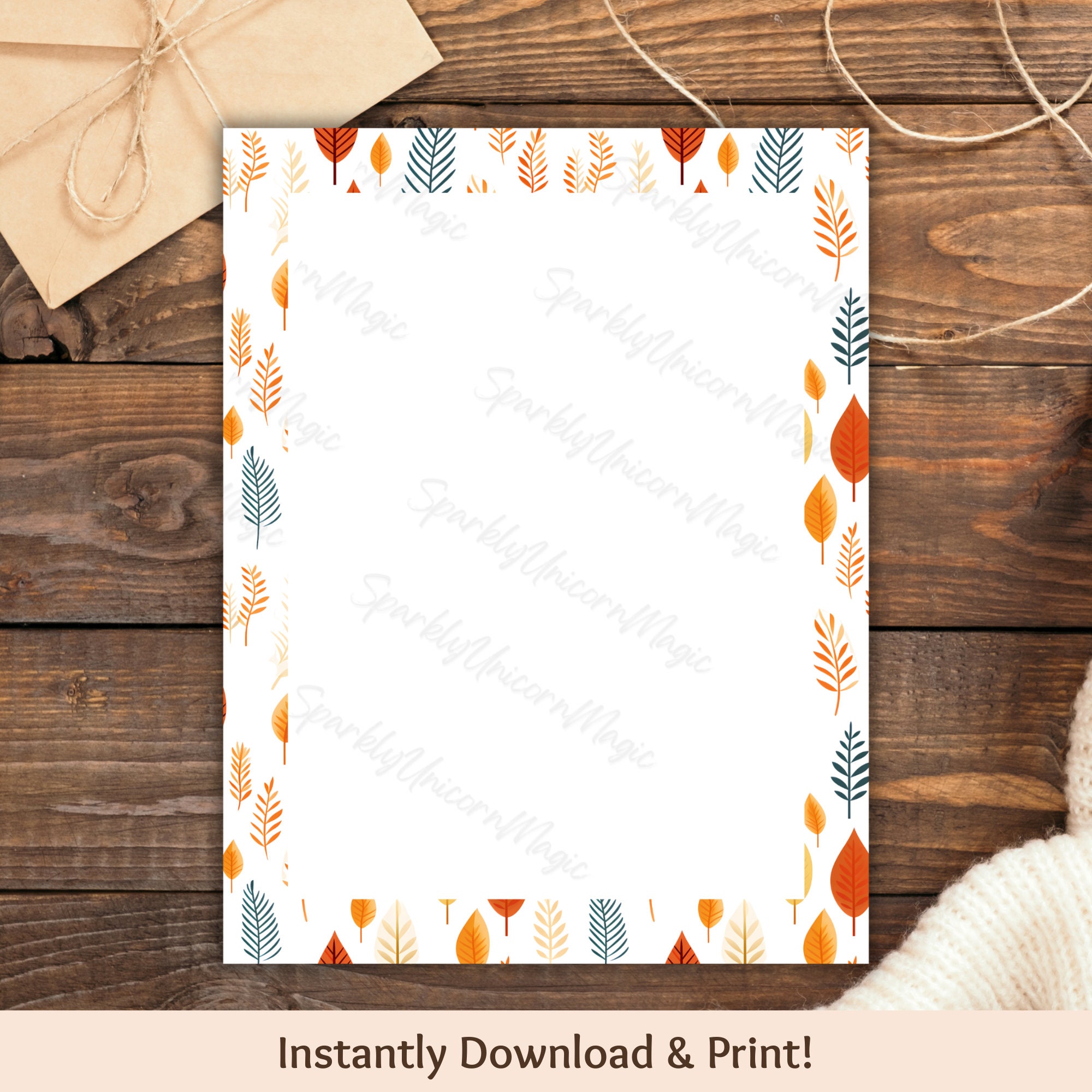 Autumn Stationary Printable Stationery Fall Letter Writing Stationery ...