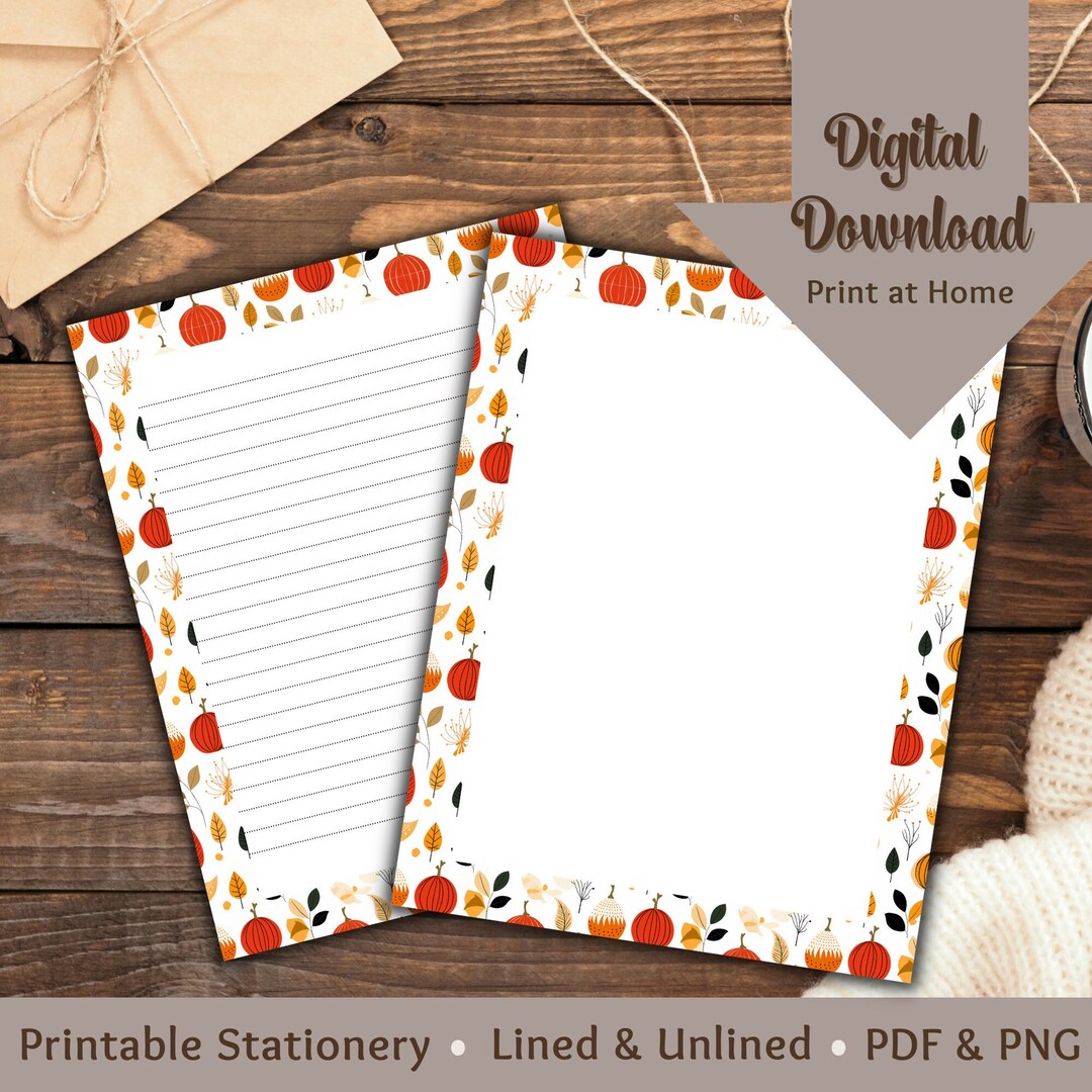 Autumn Stationary Printable Stationery Fall Letter Writing Stationery ...