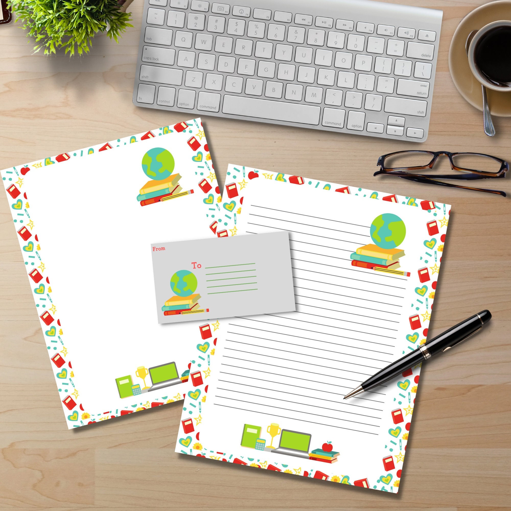 School Stationery Set Cute Back to School Writing Paper Teacher ...
