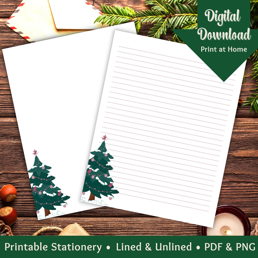 Christmas Stationery, Holiday Letterhead Templates, Printable Letter ...