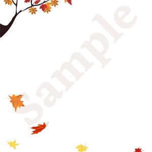 Autumn Themed Stationery, Fall Leaves Digital Letter Writing Paper ...