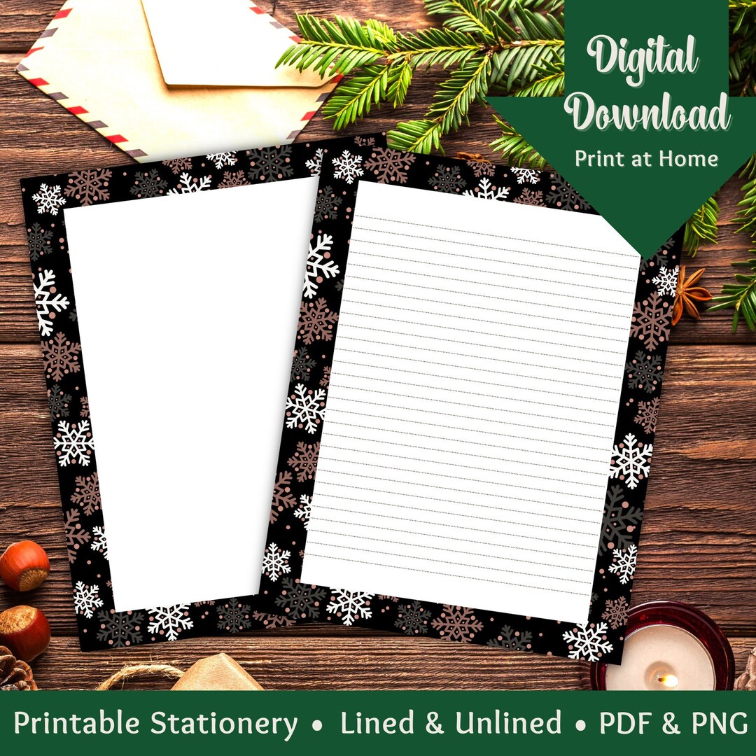 Christmas Stationery Printable, Holiday Themed Letter Writing Paper ...