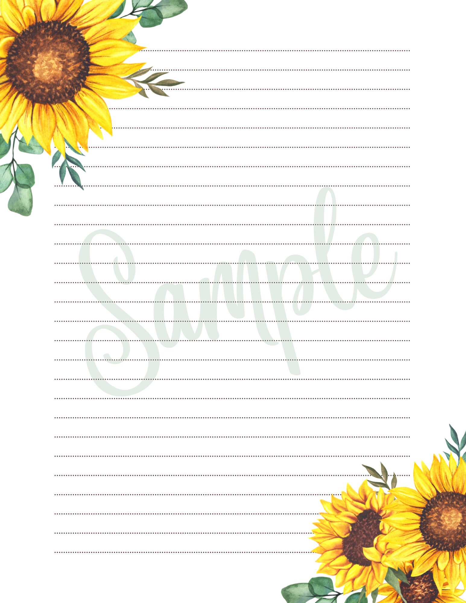 Sunflowers Stationery Set, Spring Flowers Letter Writing Paper ...