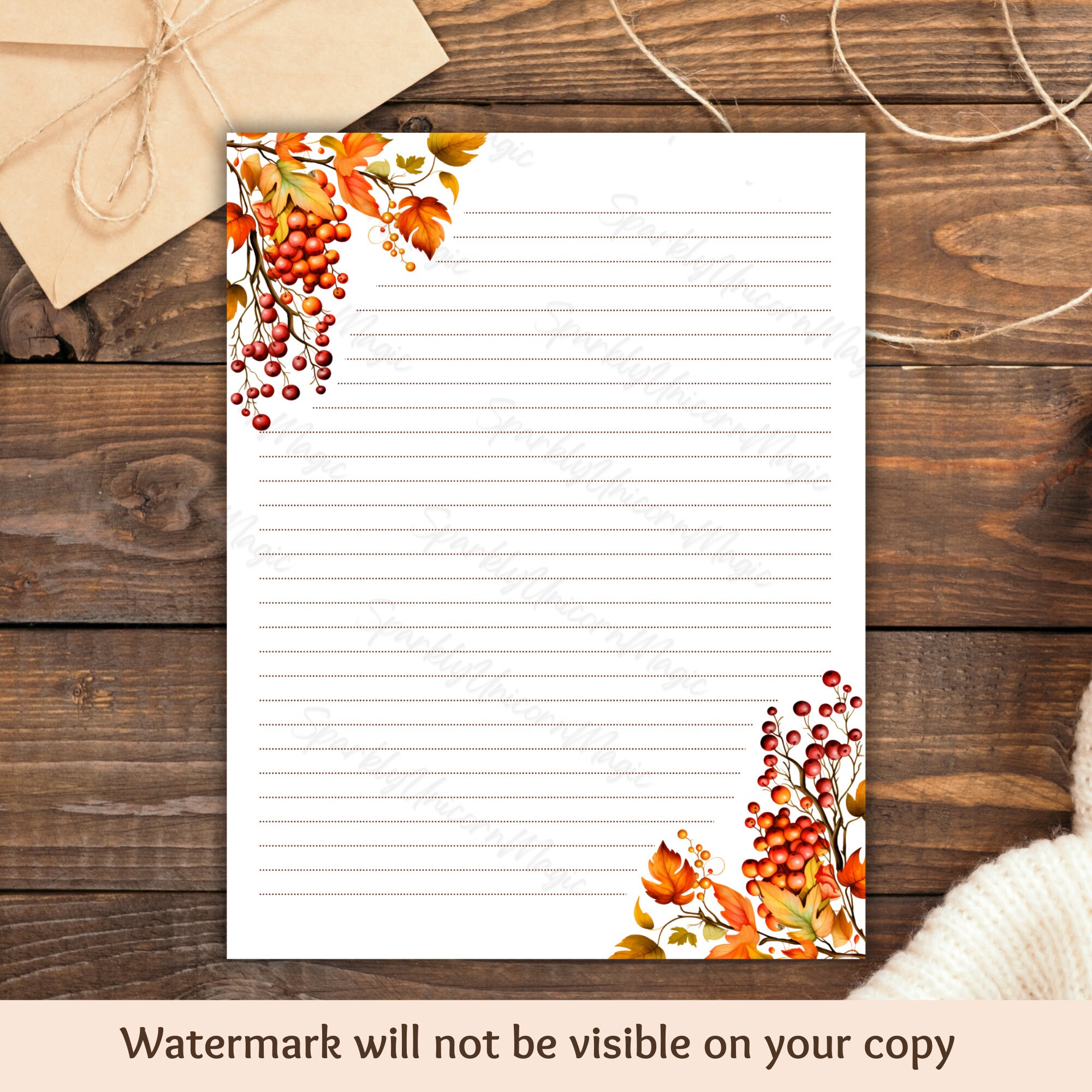 Autumn Stationary Printable Stationery Fall Letter Writing Stationery ...